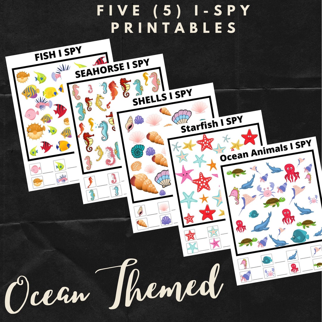 Ocean Ispy, Set of 5, Seek and Find Printable Worksheet, Counting ...