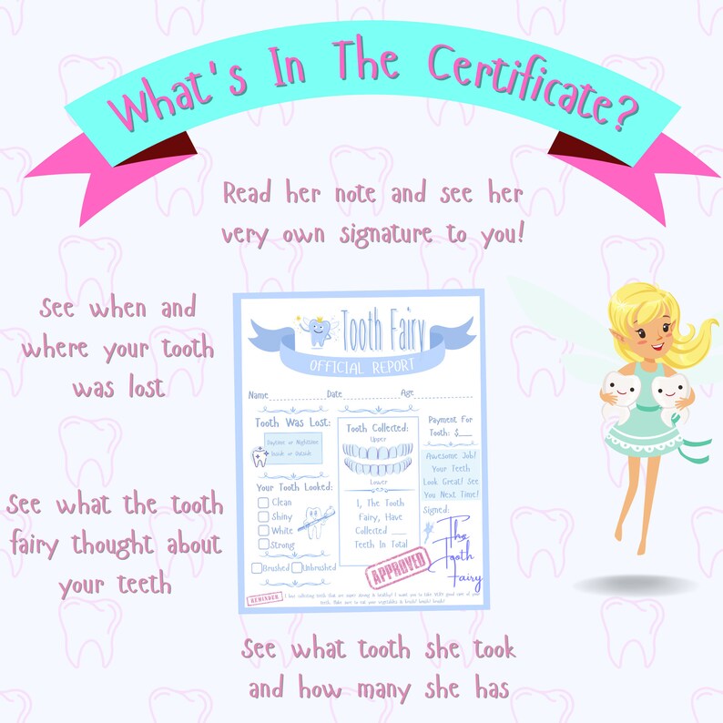Printable Tooth Fairy Kit With Tooth Fairy Tooth Certificate and ...