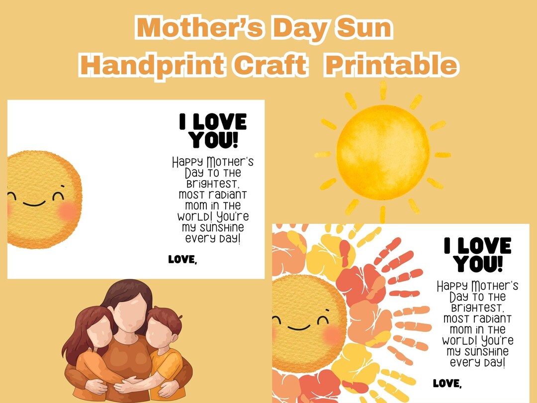 Mother’s Day Sun Handprint Craft Printable, You Are My Sunshine ...
