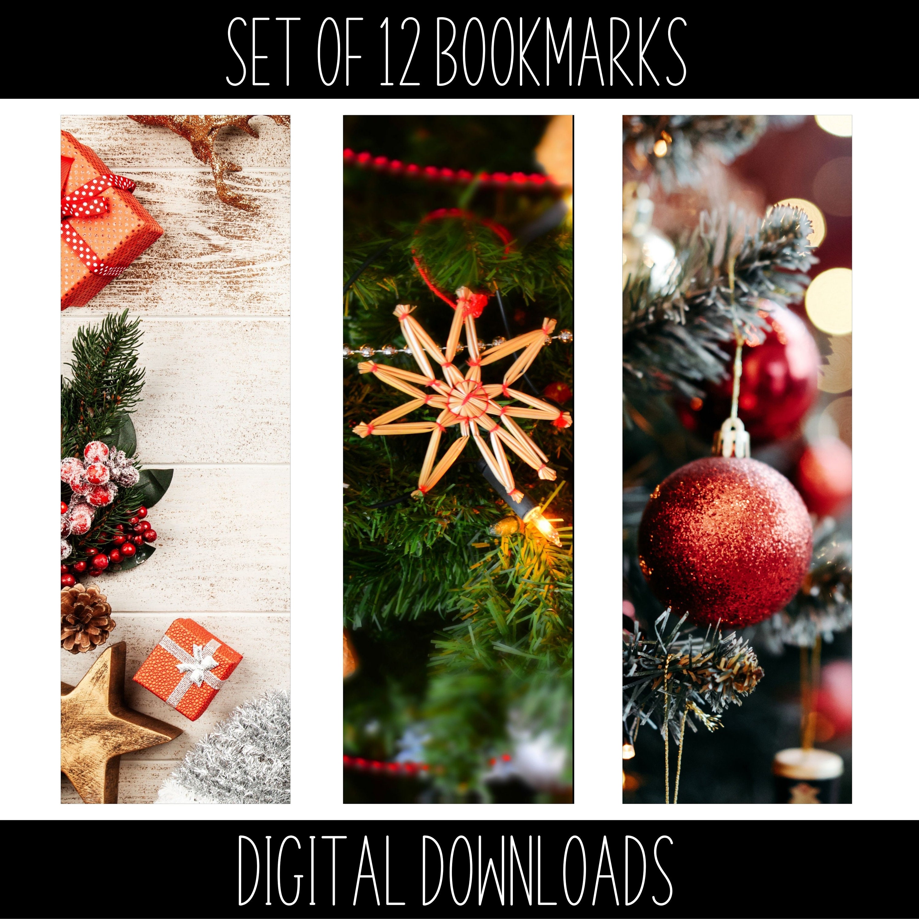 Printable Christmas Bookmarks, Christmas Pictures, Set of 12, Digital ...