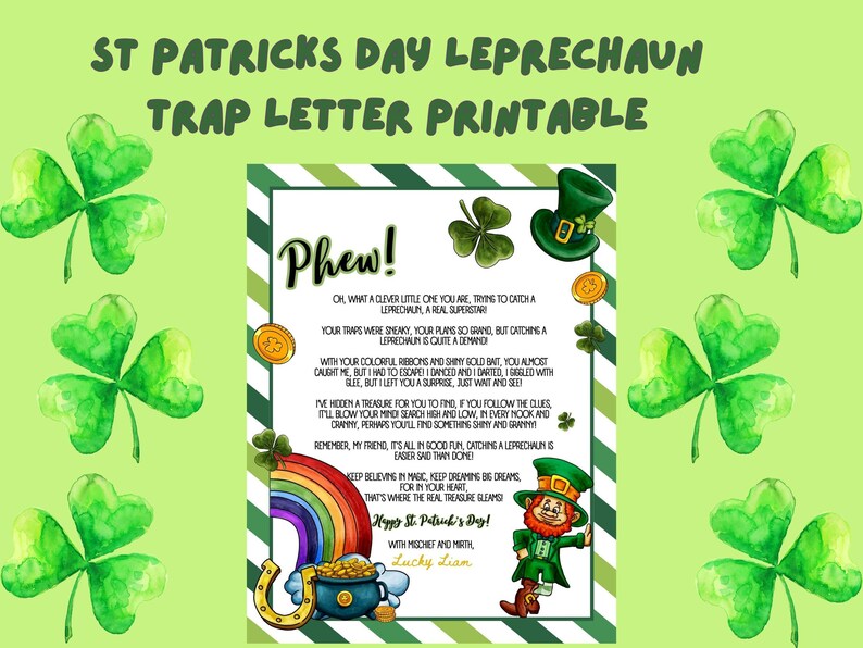 St Patricks Day Leprechaun Trap Letter Printable, Leprechaun Letter ...