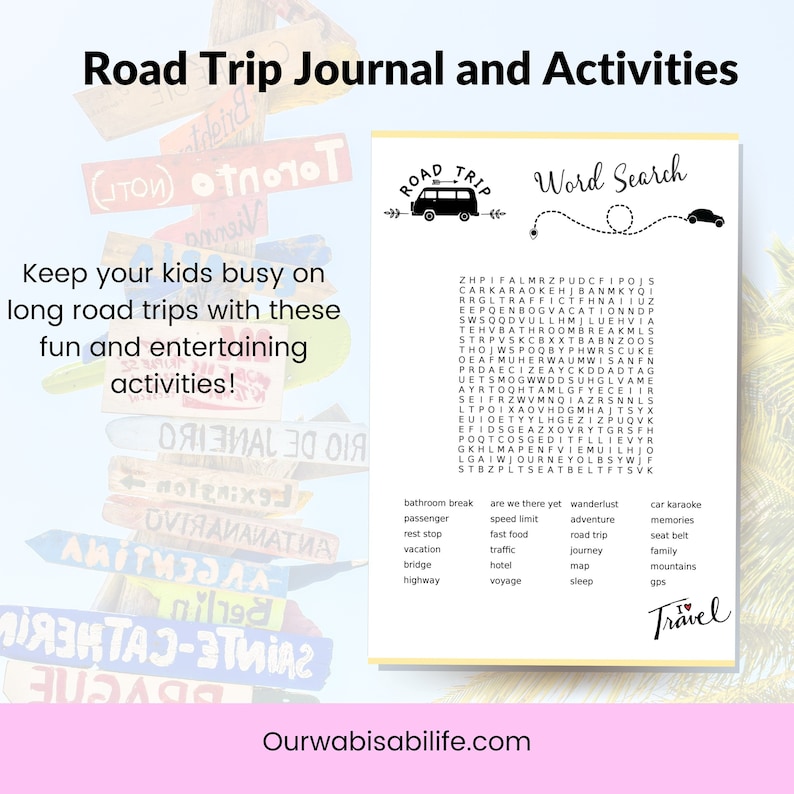 Printable Road Trip Journal and Activity Book for Kids, Road Trip ...