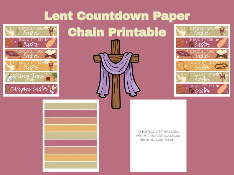 Lent Countdown Paper Chain Printable – 40 Days Until Easter Christian ...