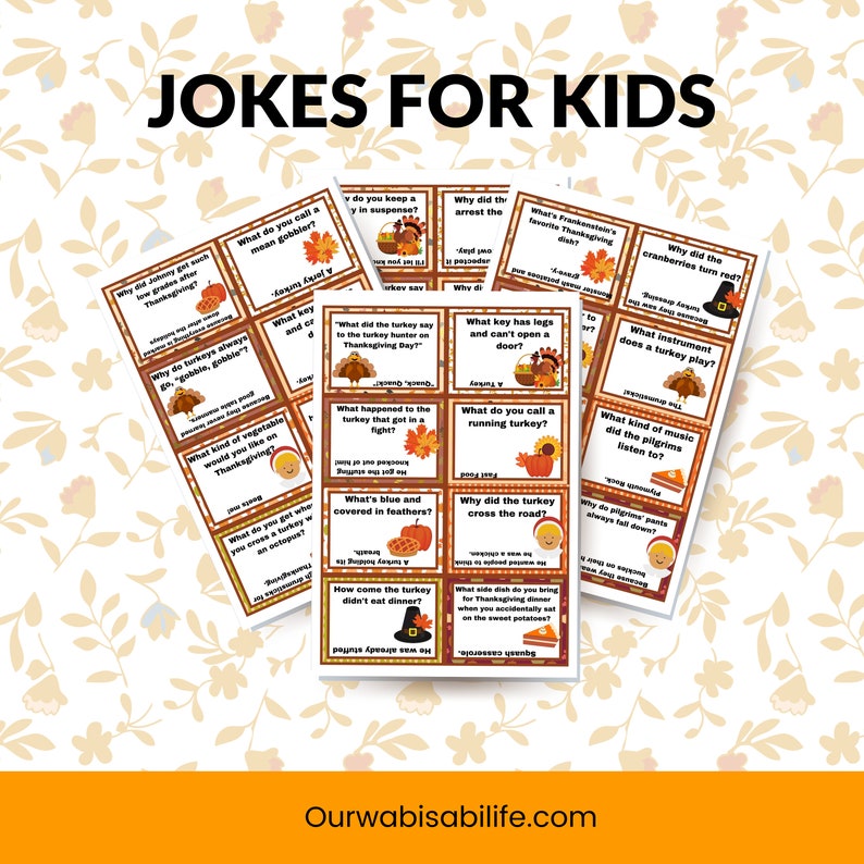 Thanksgiving Jokes for Kids, DIGITAL Thanksgiving Lunch Box Notes for ...