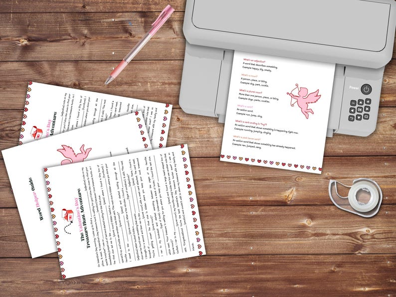 Valentine’s Day Mad Lib Printable for Kids, Valentine Treasure Hunt ...
