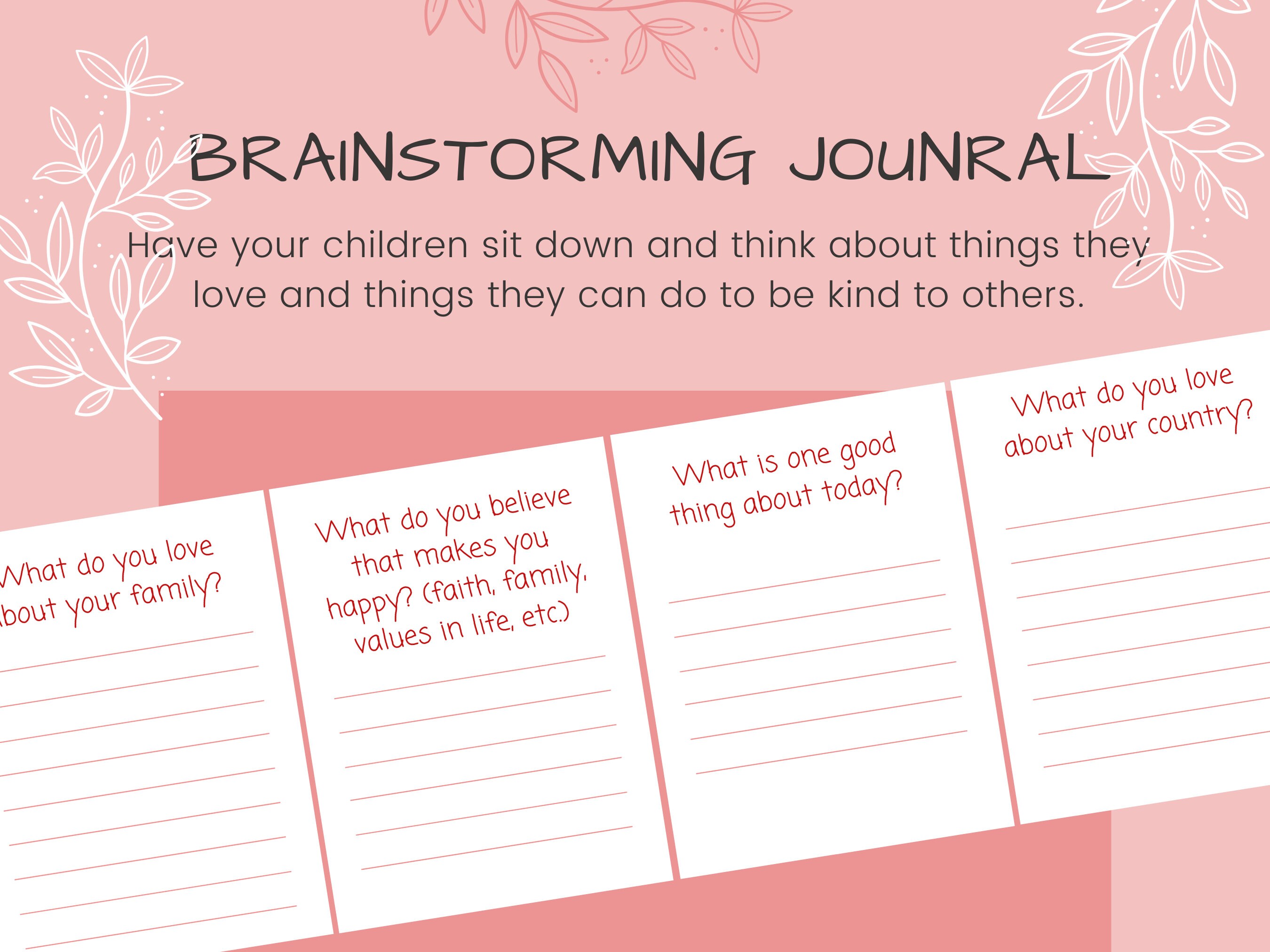 Children’s Gratitude Journal, Printable Gratitude Journal for Kids ...