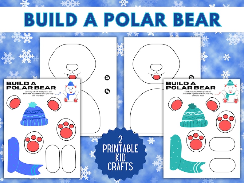 Build a Polar Bear Printable Craft for Kids – Winter Animal Cut and ...