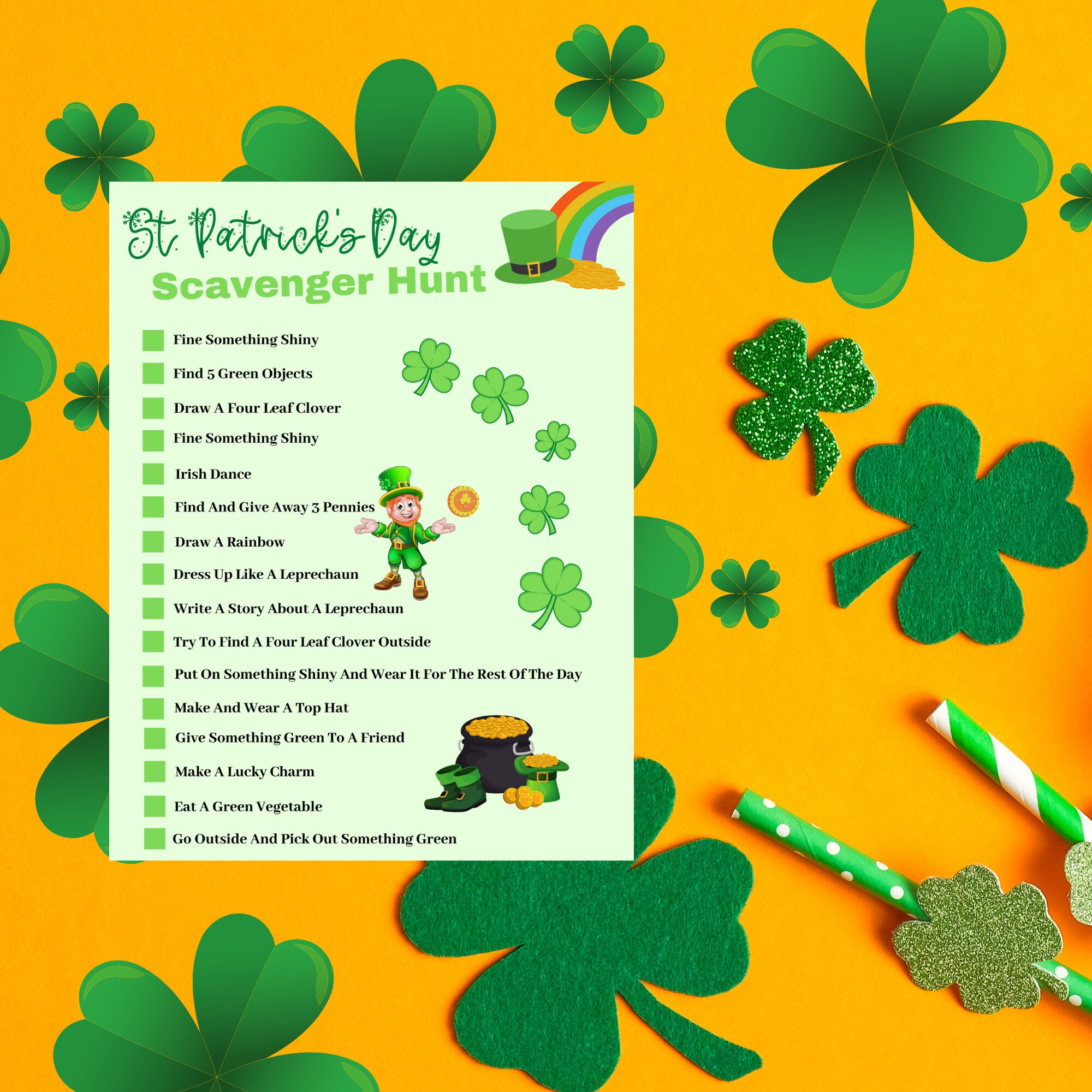 St Patrick's Day Scavenger Hunt Printable, St Patty's Party Scavenger ...