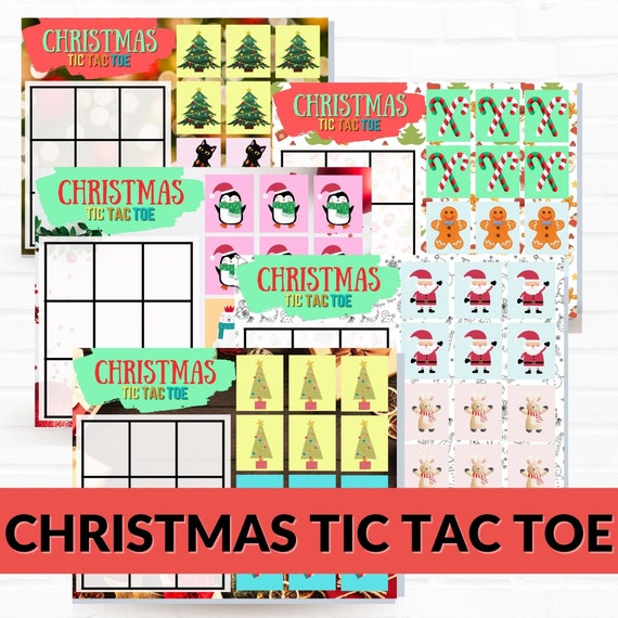 5 Printable Christmas Tic Tac Toe Game Christmas Game for | Etsy