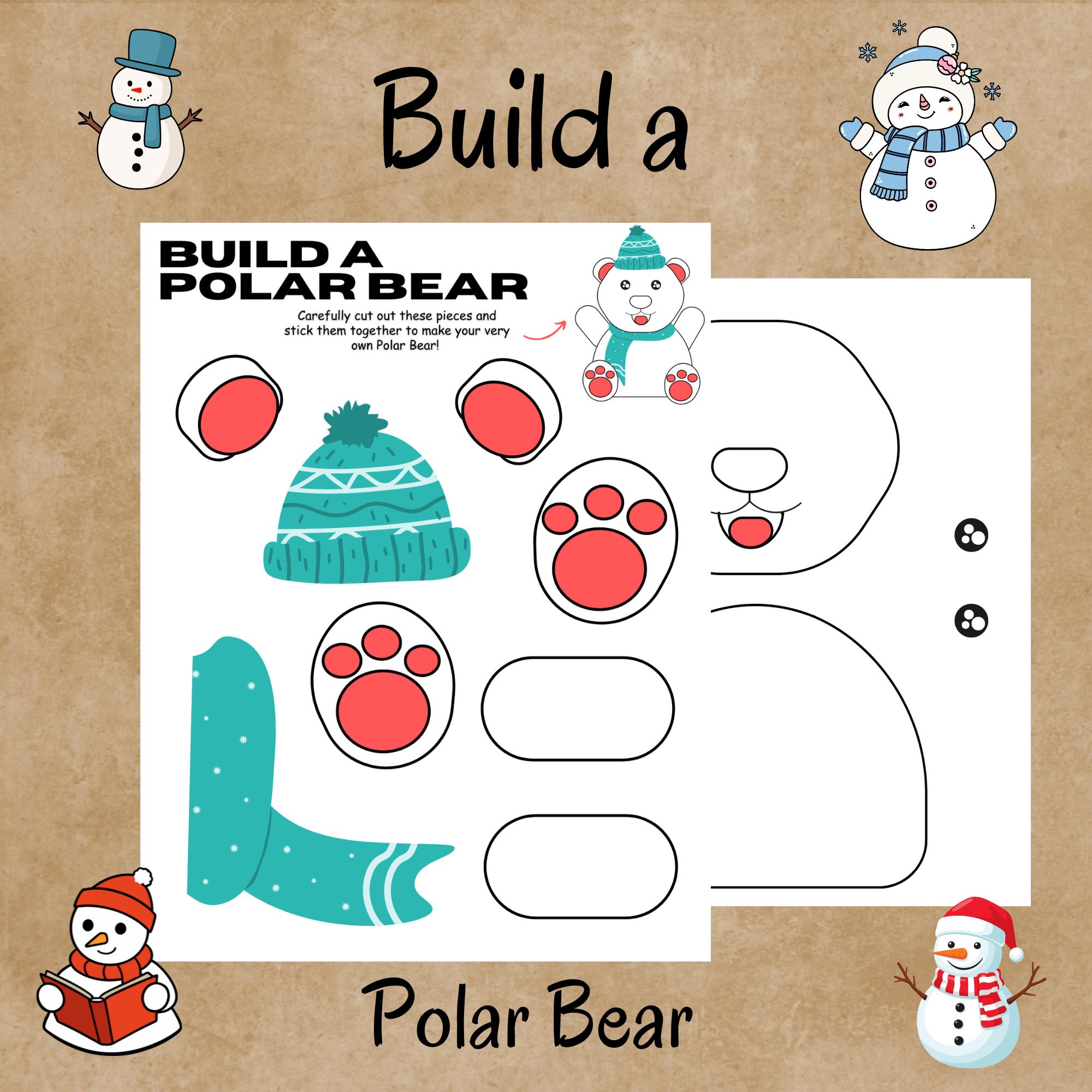 Build a Polar Bear Printable Craft for Kids – Winter Animal Cut and ...