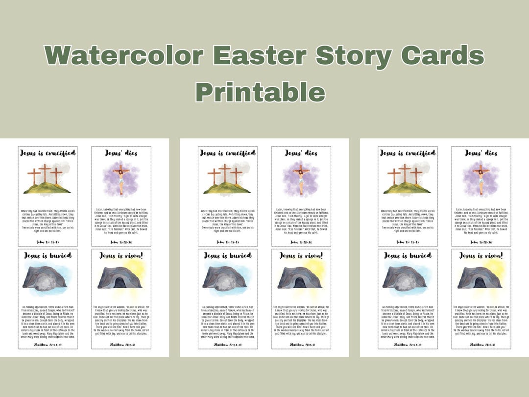Watercolor Easter Story Cards Printable – Resurrection Story for Kids ...