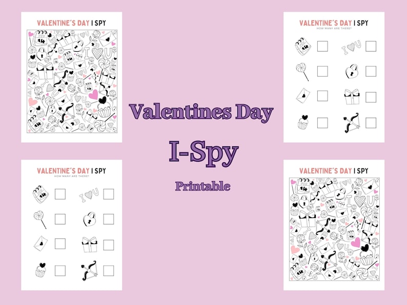 Valentine’s Day I Spy Printable Game for Kids, Valentine Activity ...