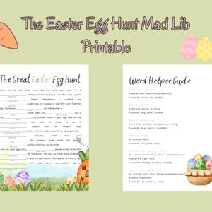 Easter Mad Libs Printable for Kids, Easter Egg Hunt Grammar Activity ...