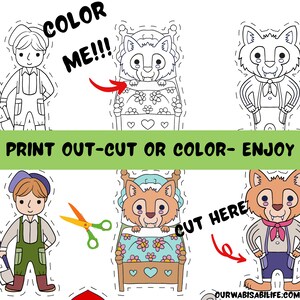 Little Red Riding Hood Puppets on Popsicle Sticks, Printable Finger ...