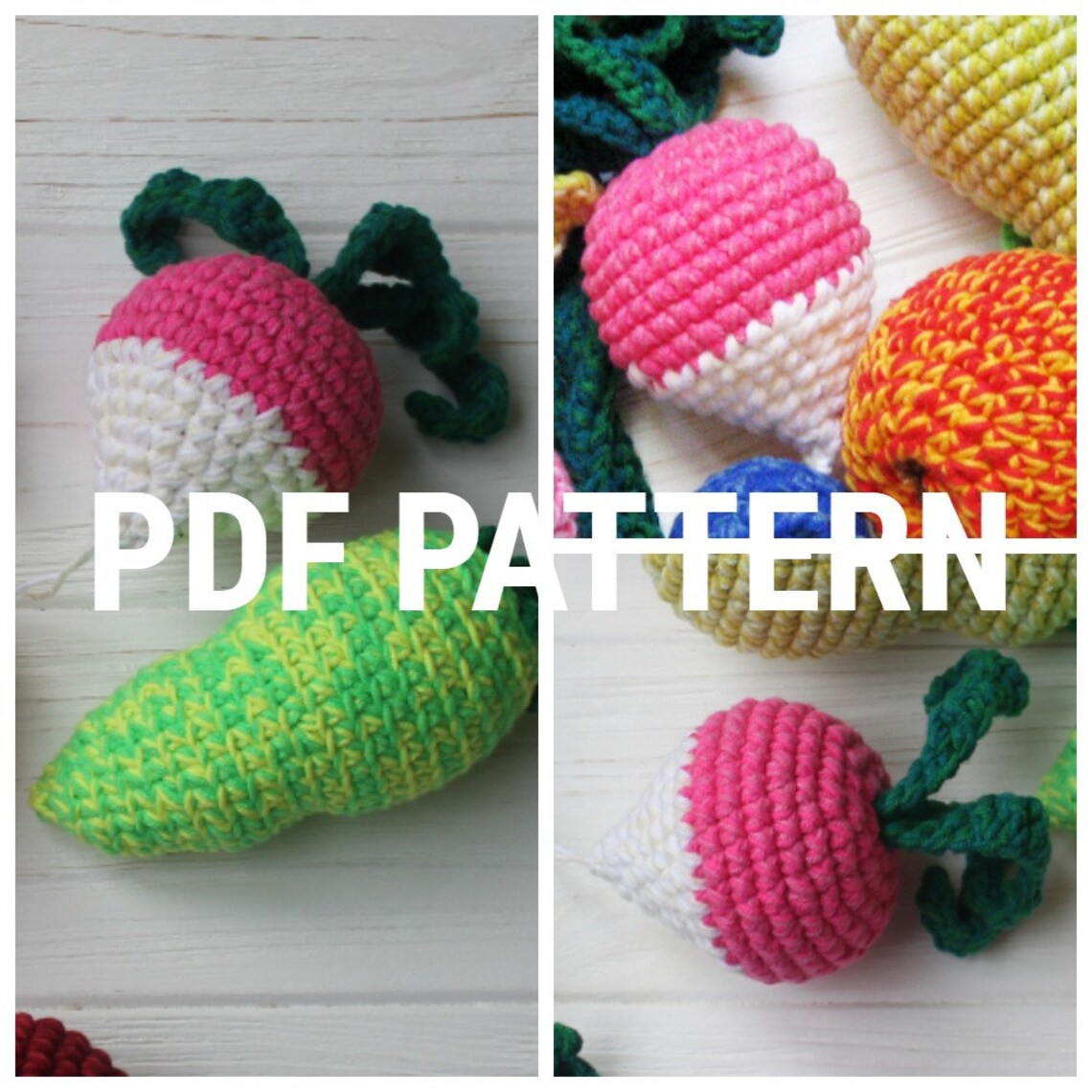 Amigurumi Crochet Radish Pattern Pdf With Tutorial. Easy for - Etsy