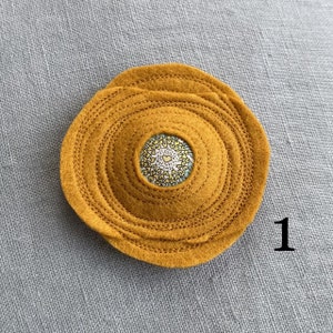 Wool Felt and Liberty Fabric Flower Brooch Pin - Mustard - Etsy