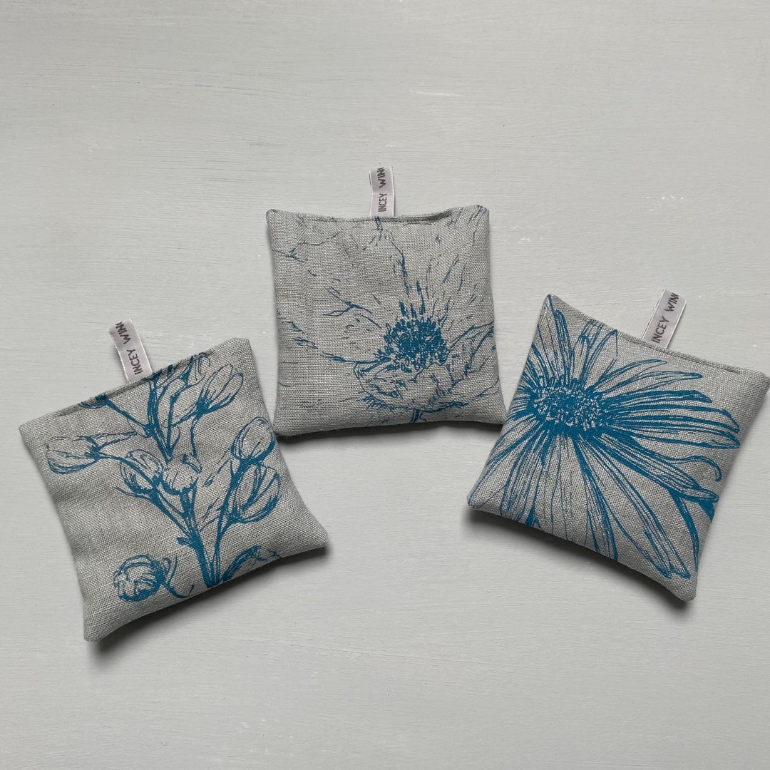 Hand Screen Printed Lavender Sachet Bag - Birth Flower Lavender Bag ...
