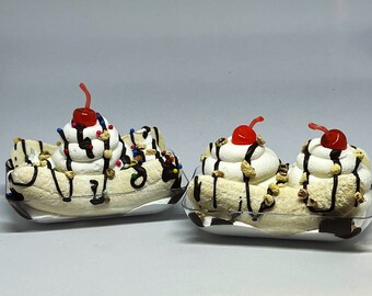 Fake Real Looking Banana Split Ice Cream W Cherry Display Food Plastic ...