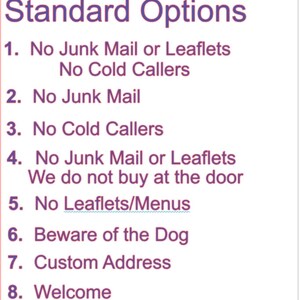 Personalised Letterbox Sign Decal Label for Greeting or Instruction and ...