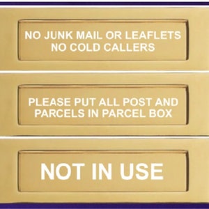 Custom Sign Label for Traditional Letterbox, No Cold Callers, Please ...