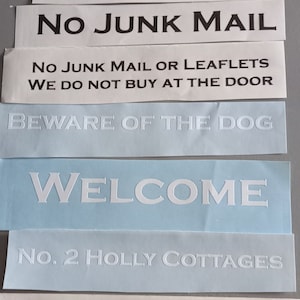 Personalised Letterbox Sign Decal Label for Greeting or Instruction and ...