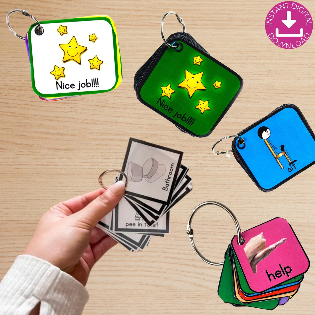 Visual Keychain Cue Cards Special Education Autism Visual Lanyard PECS Symbols Special Education ...
