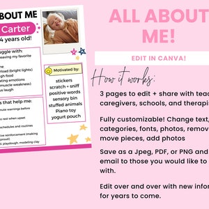 Editable All About Me for Special Needs Parents, Speech Therapists ...