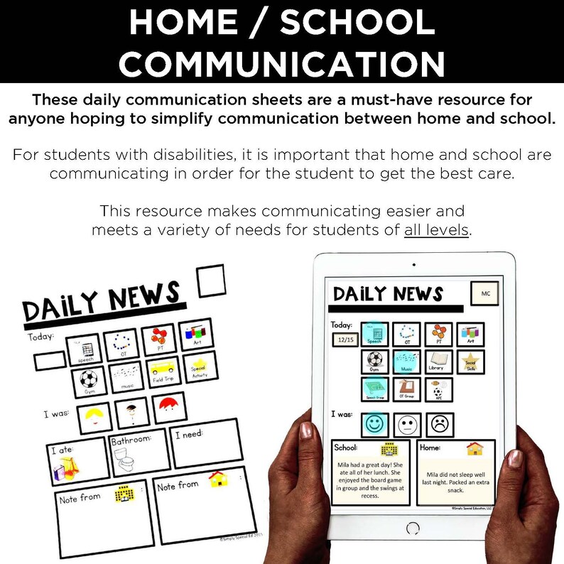 Daily Home Communication Logs | Special Ed | Editable Parent ...