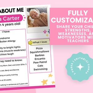 Editable All About Me for Special Needs Parents, Speech Therapists ...