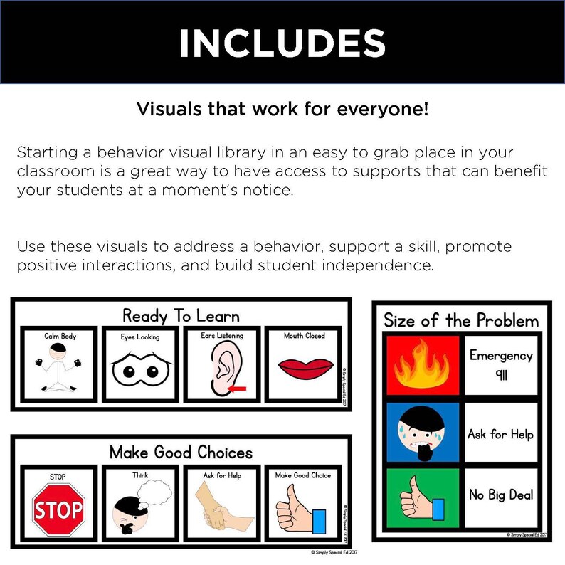 Behavior Visuals and Supports Special Education Behavior Visuals Visual ...