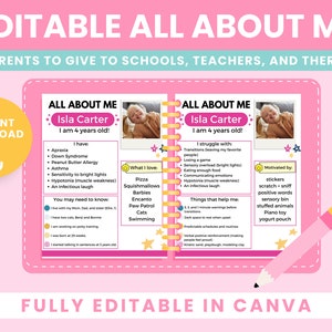 Editable All About Me for Special Needs Parents, Speech Therapists ...