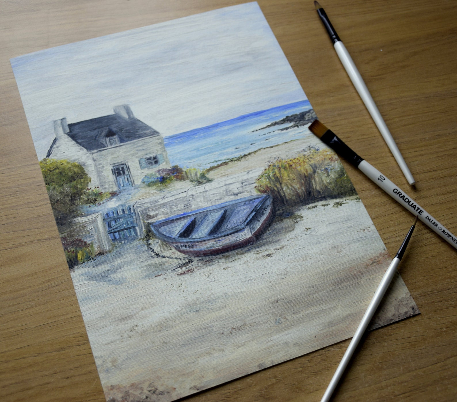 Limited Edition Beach Scene A4 Art Print, Oil Painting Nautical Themed ...