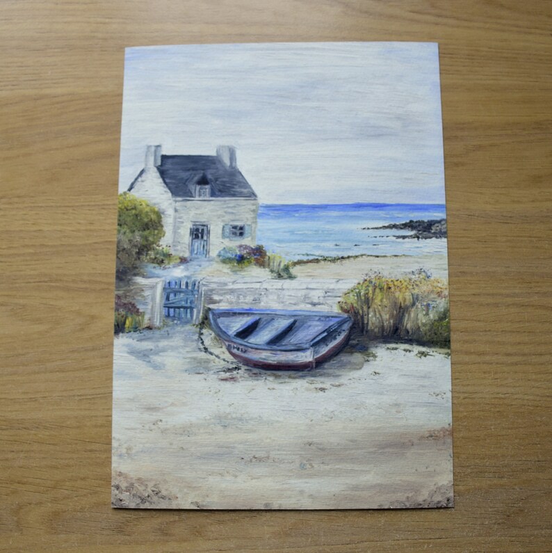 Limited Edition Beach Scene A4 Art Print, Oil Painting Nautical Themed ...
