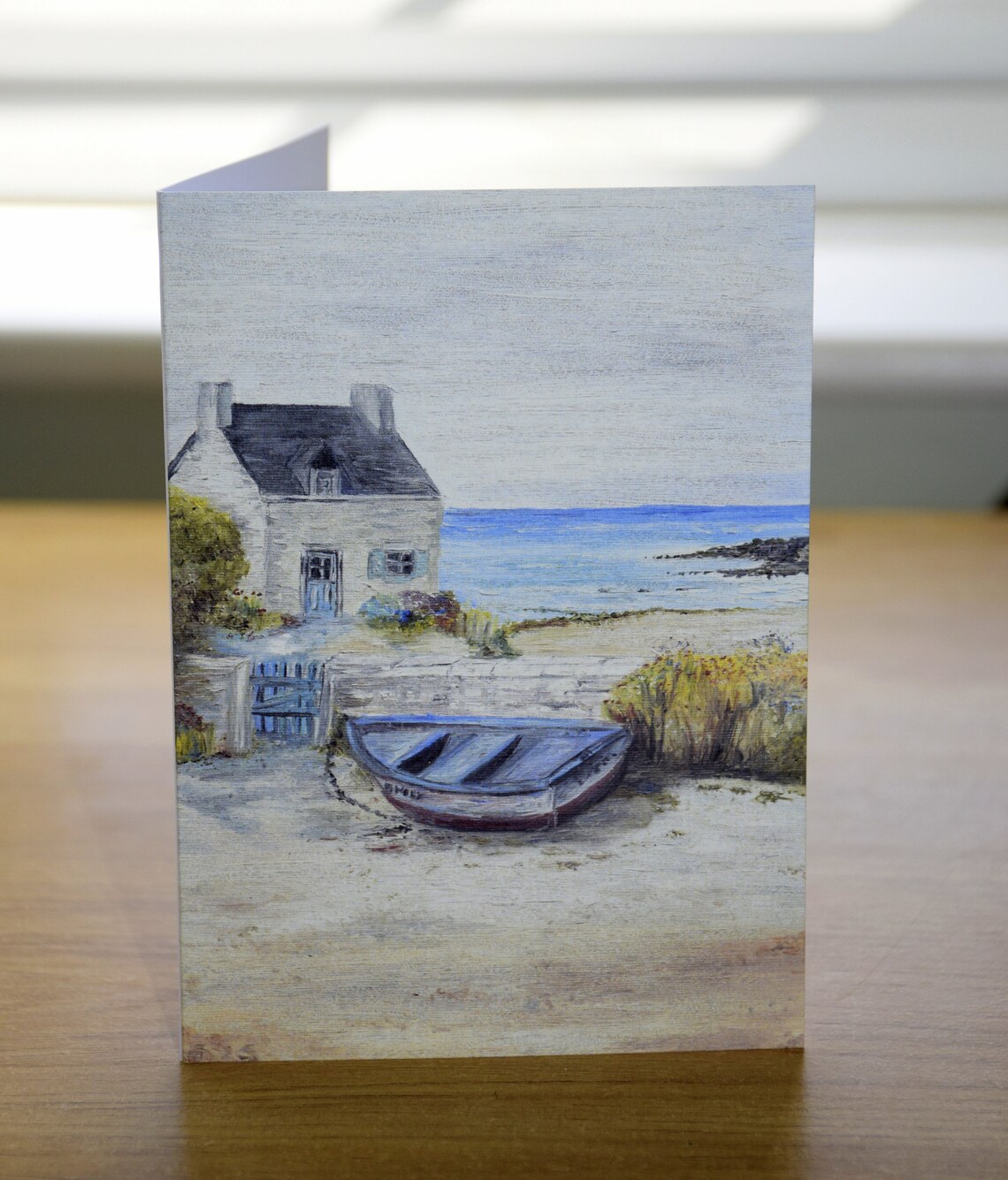 Beach Scene Greeting Card Recycled Card Oil Painting - Etsy