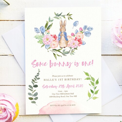 Peter Rabbit First Birthday Invitation Editable Invite - Etsy