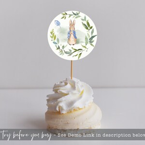 Peter Rabbit Party Cupcake Toppers Printable Bunny Cake - Etsy Australia