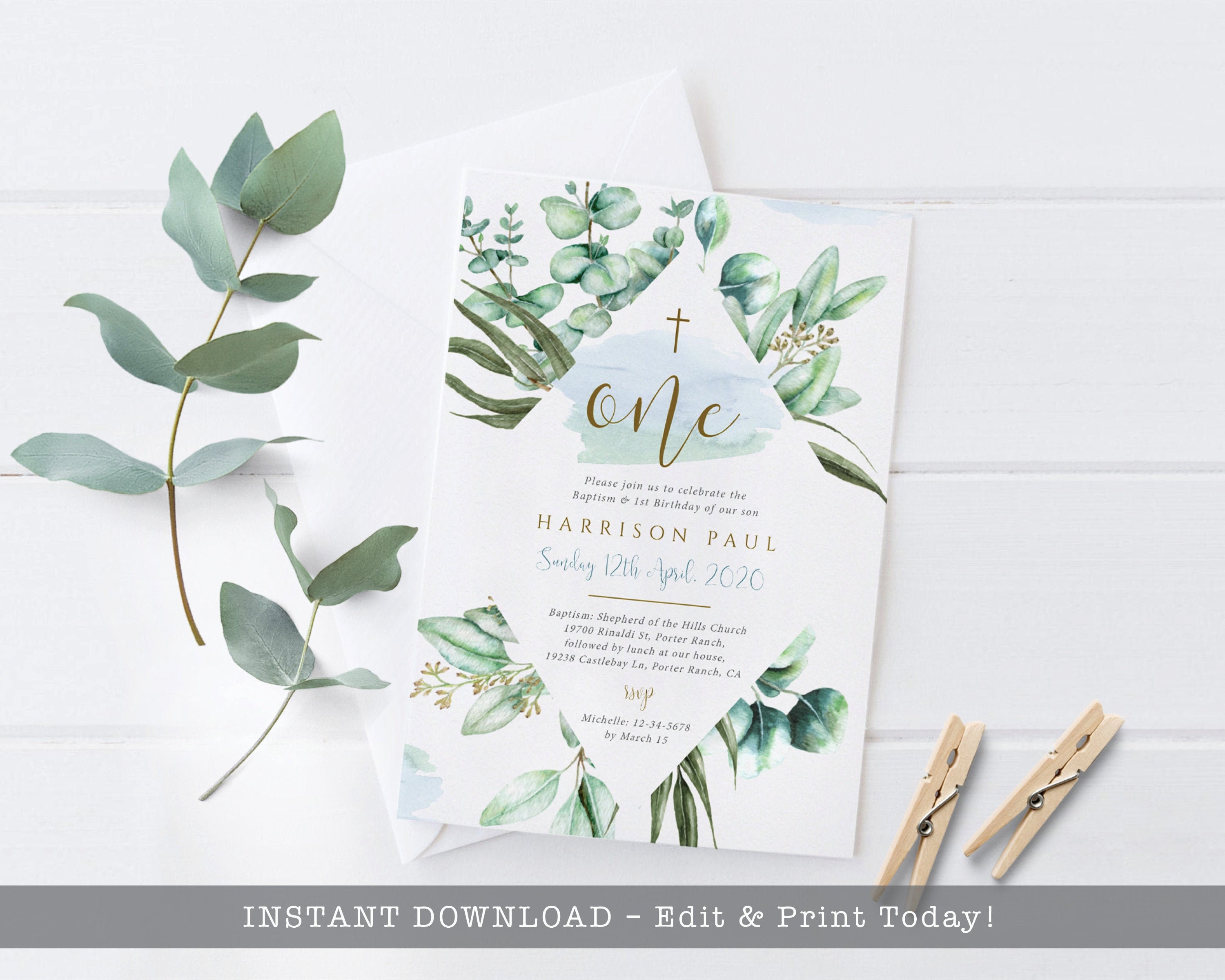 God Bless Our Little One Birthday Invitation - Etsy