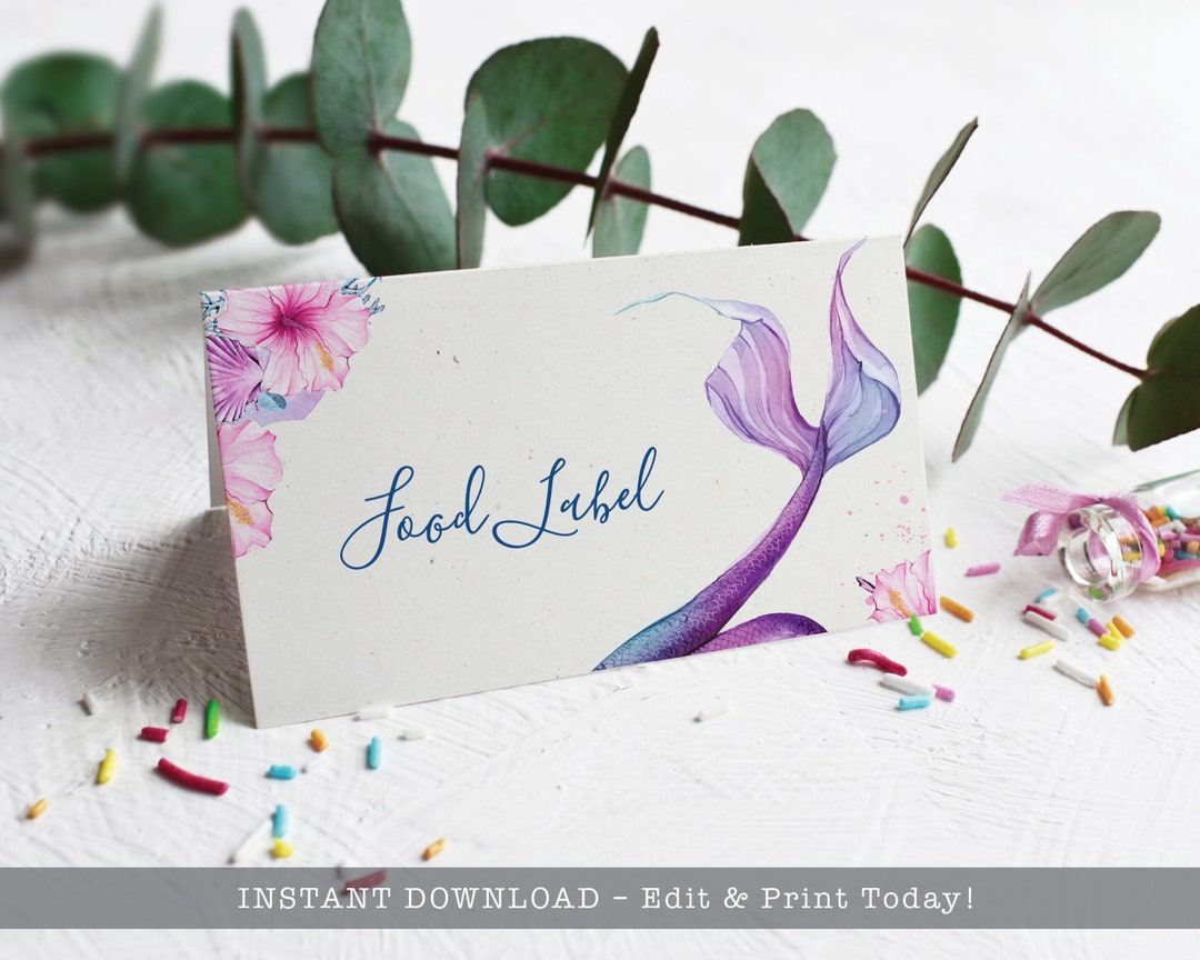 Mermaid Party Food Tent Cards Printable Mermaid Party Food - Etsy