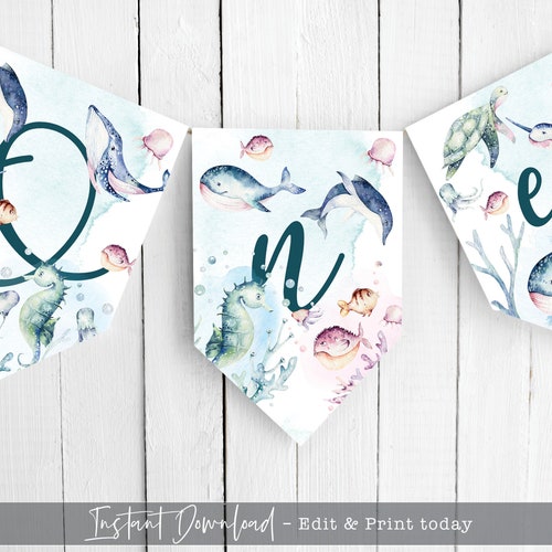 Under the Sea Bunting INSTANT DOWNLOAD Printable Pennant - Etsy