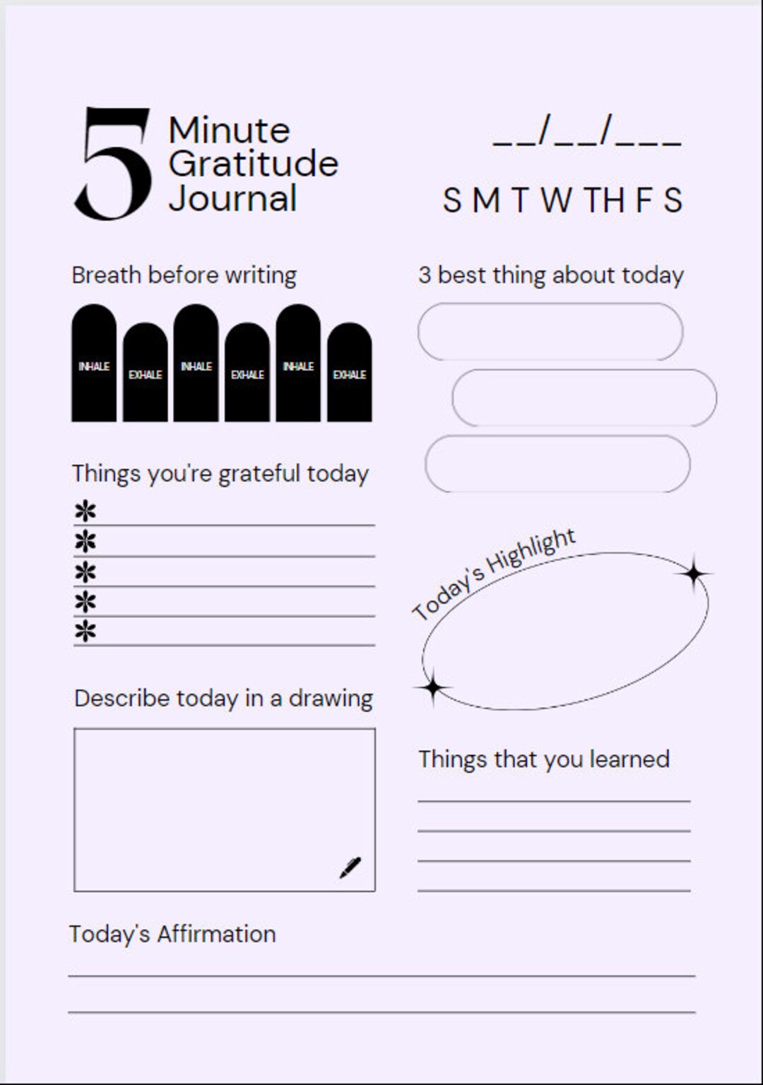 5 Minute Gratitude Journal - Etsy