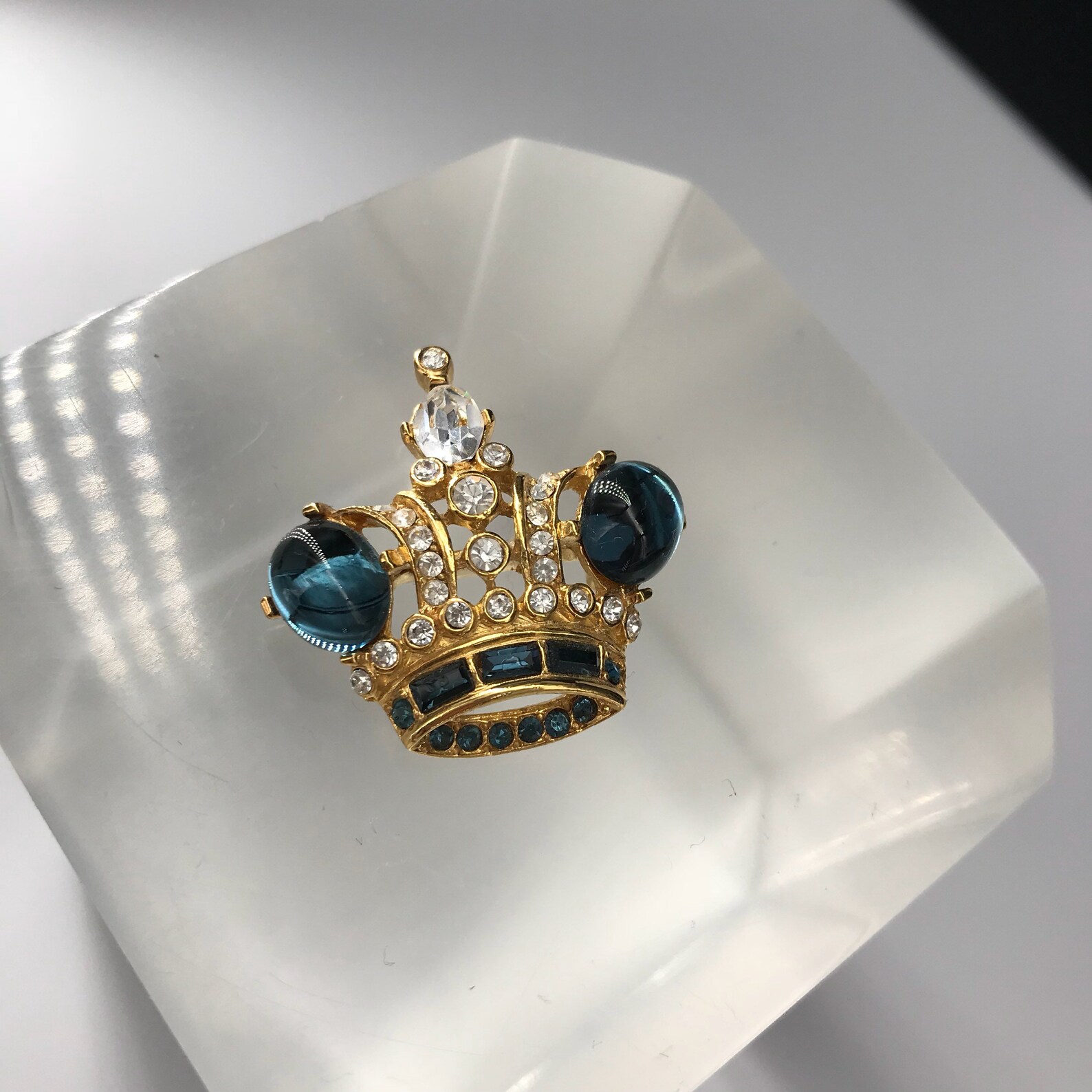 Butler & Wilson Royal Crown Brooch Deep Sea Blue - Etsy