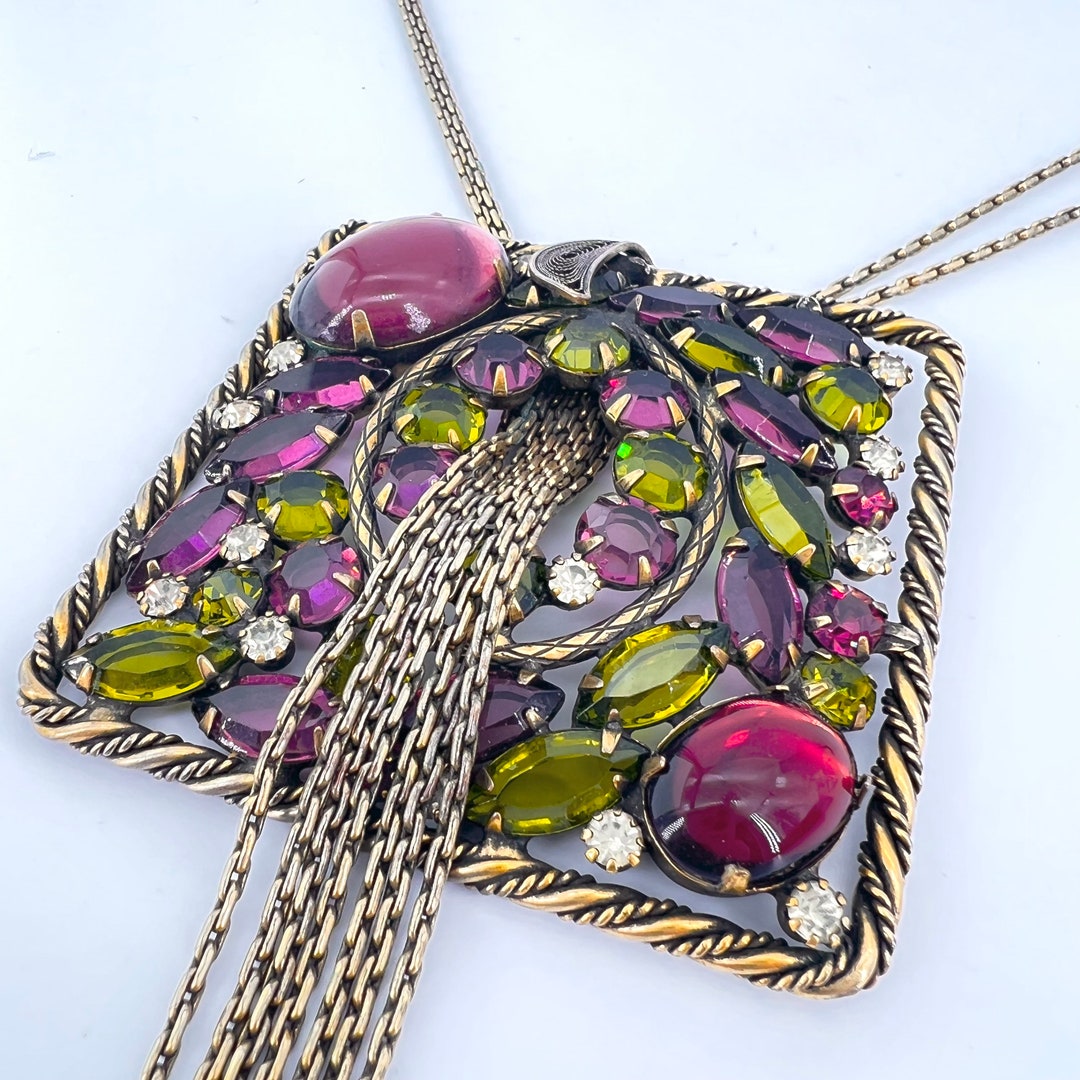 Alice Caviness Jeweled Waterfall Statement Necklace - Etsy