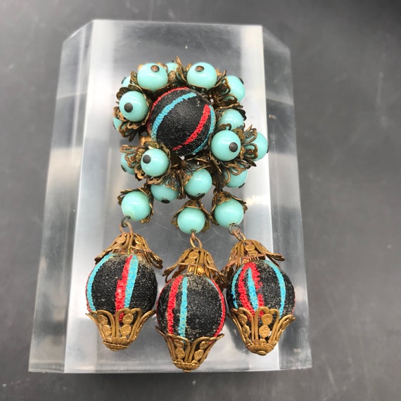 Early 1930's Miriam Haskell Unsigned Dangle Brooch Tu… - Gem