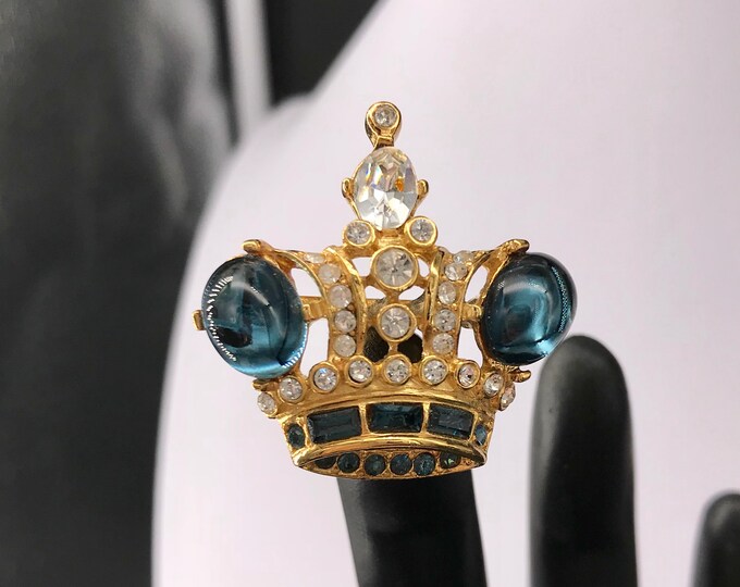 Butler & Wilson Royal Crown Brooch Deep Sea Blue - Etsy
