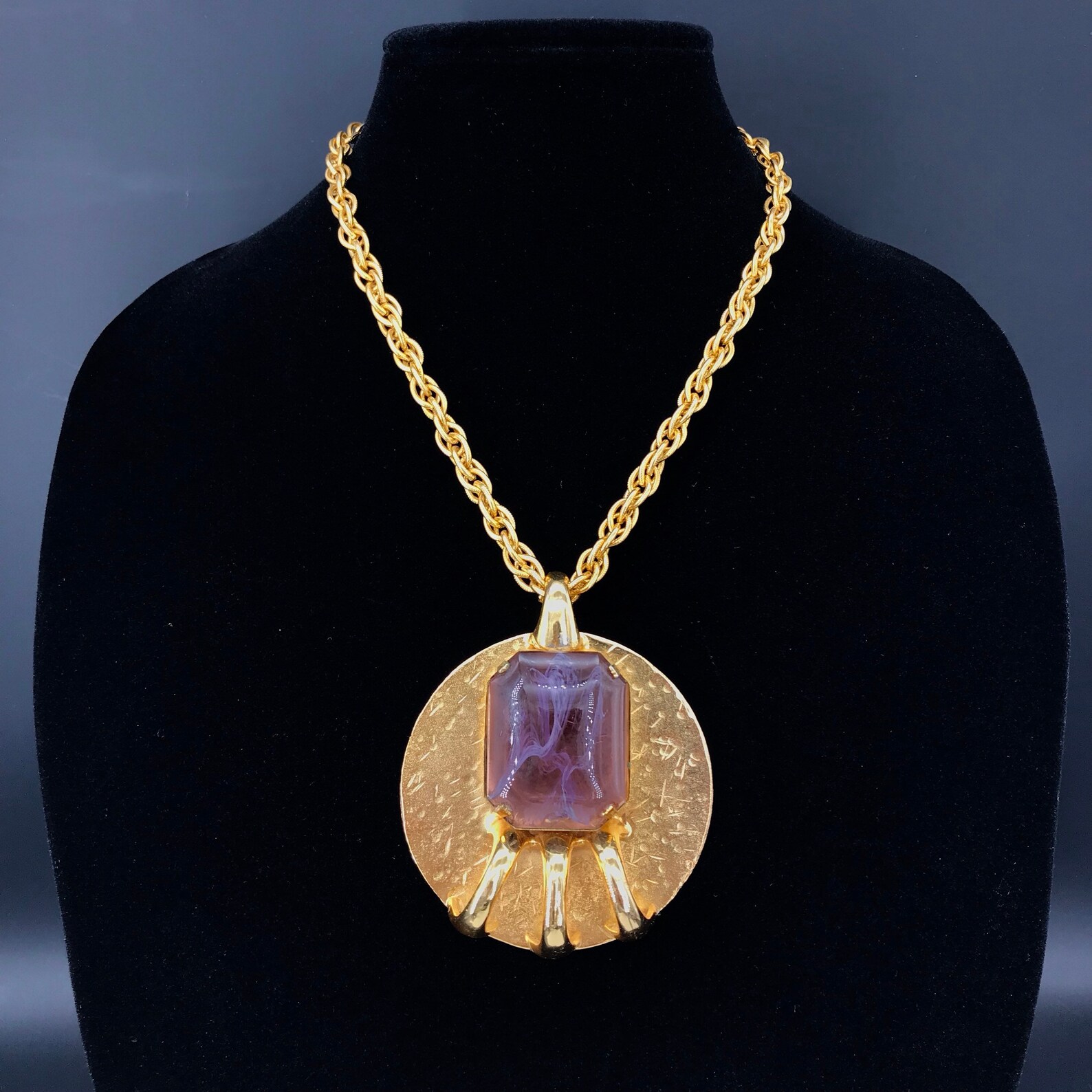 Donald Stannard Massive Purple Lucite Swirl Necklace Vintage - Etsy