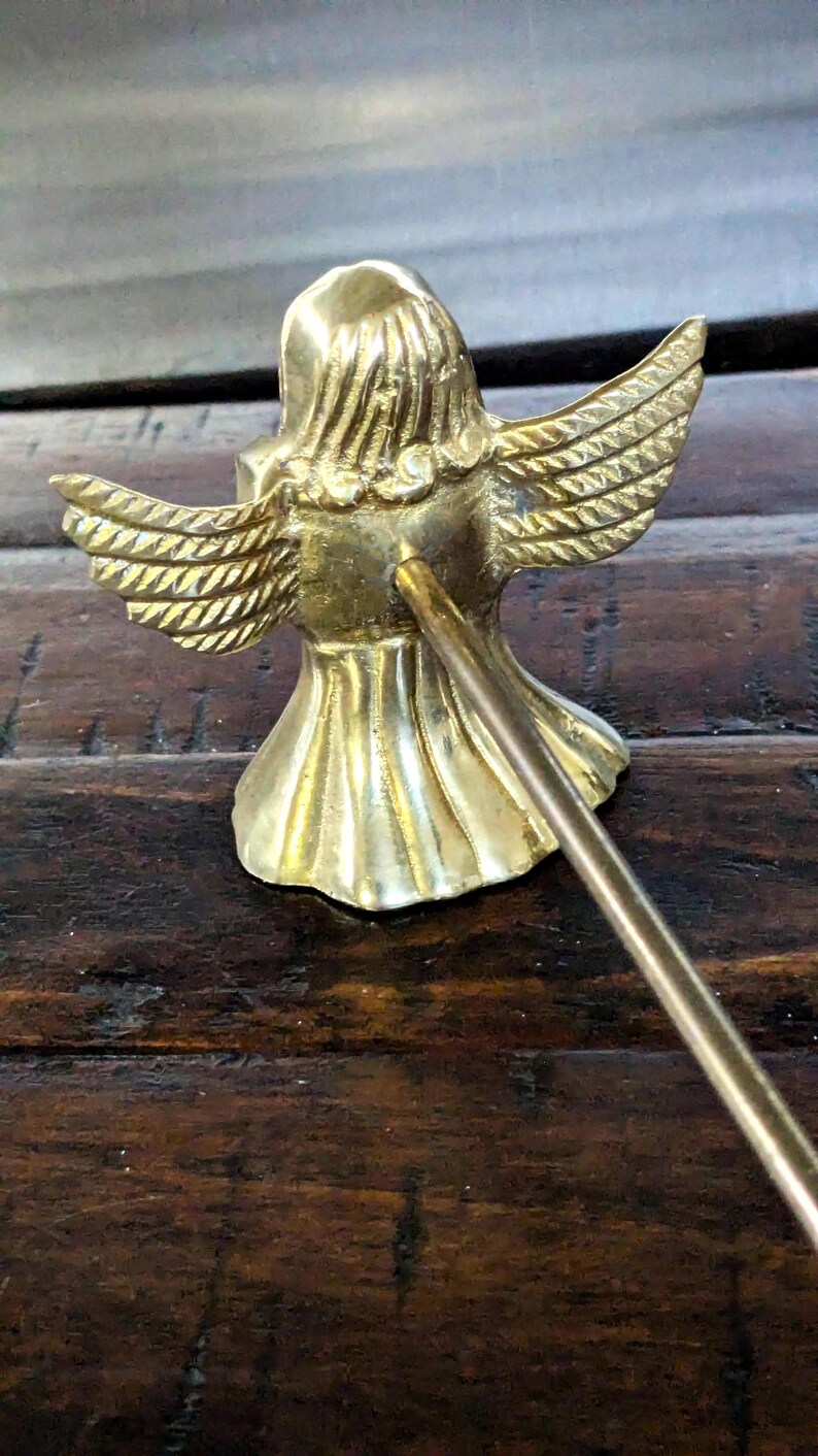 Vintage 1970s Solid Brass Angel Candlestick & Matching Angel Snuffer ...