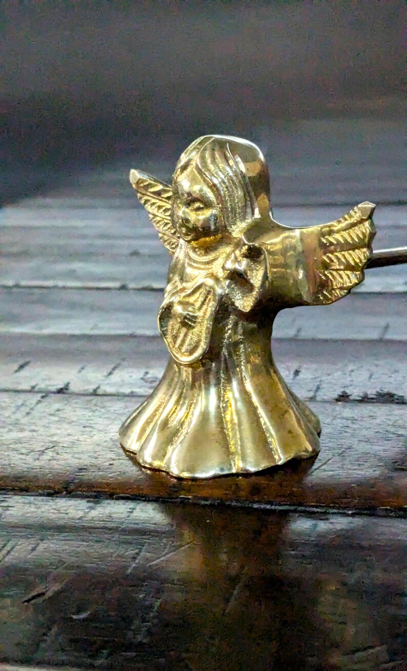 Vintage 1970s Solid Brass Angel Candlestick & Matching Angel Snuffer ...