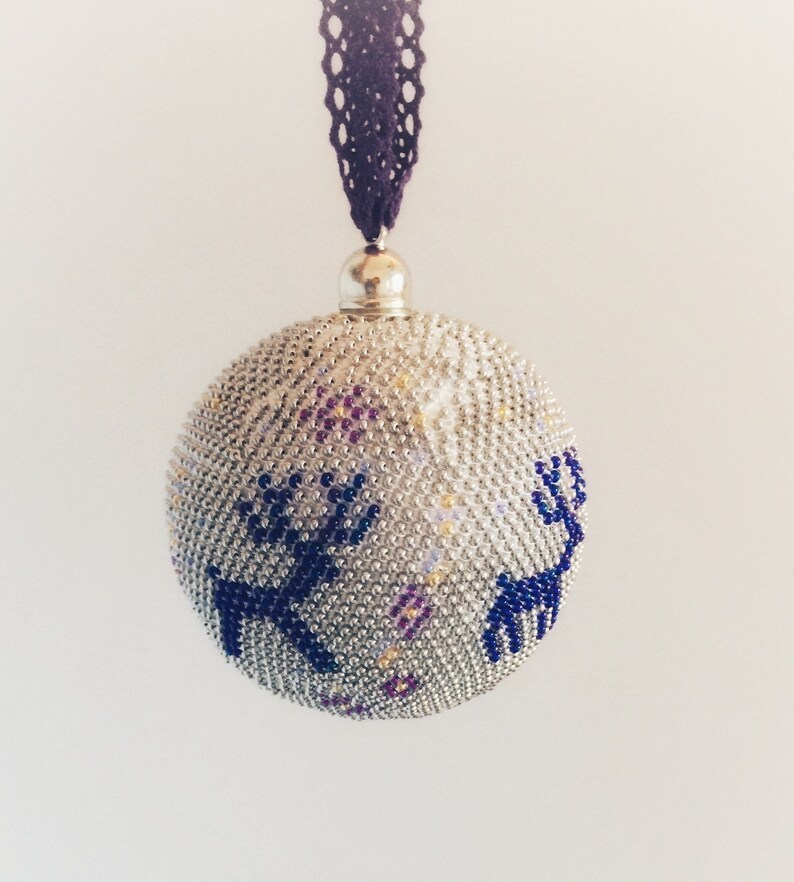 Beaded Christmas Ornament Pattern, Bead Crochet Ball Scheme, PDF ...