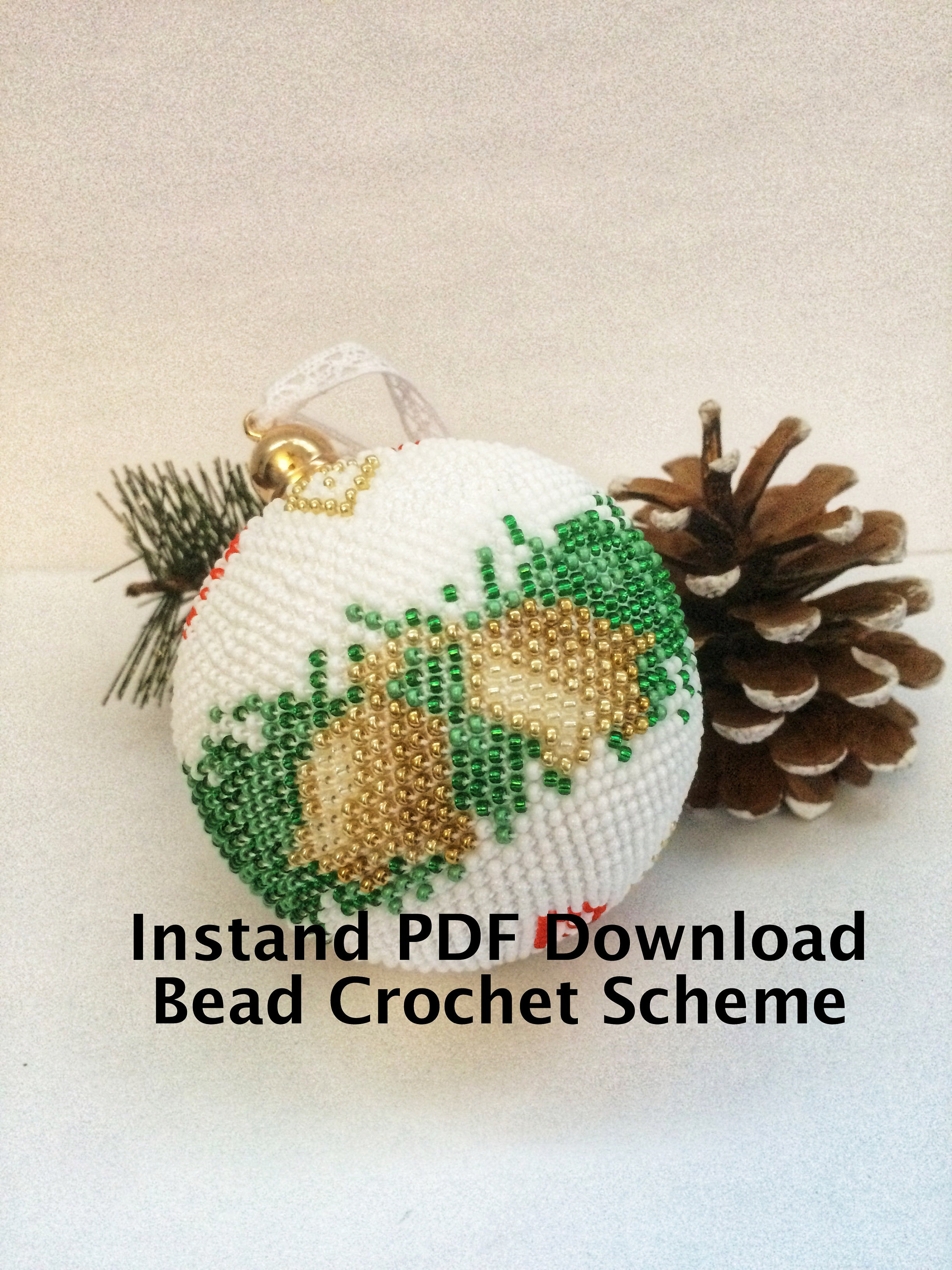 Beaded Christmas Ornament Pattern Bead Crochet Ball Scheme | Etsy