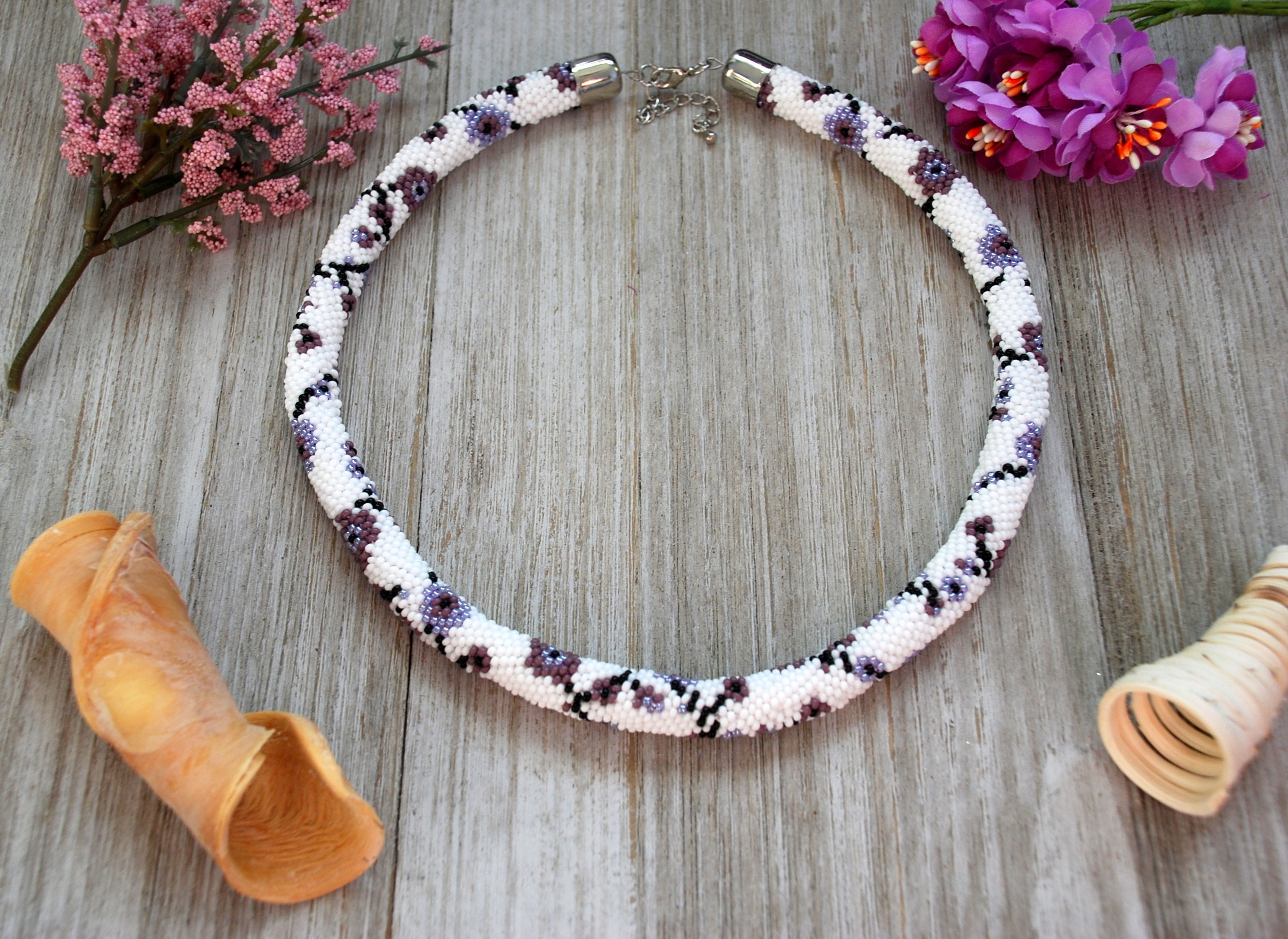 Statement-Boho-Halskette Halsband Choker Seil Perlenkette - Etsy.de